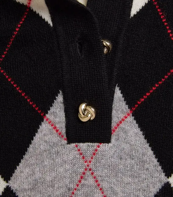 Sandro Wool-cashmere Argyle Polo Sweater