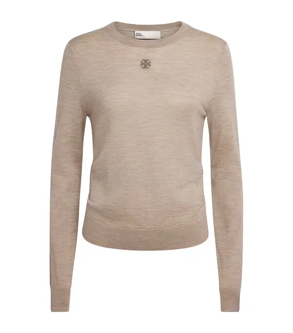 Tory Burch Wool Monogram Sweater - Beige
