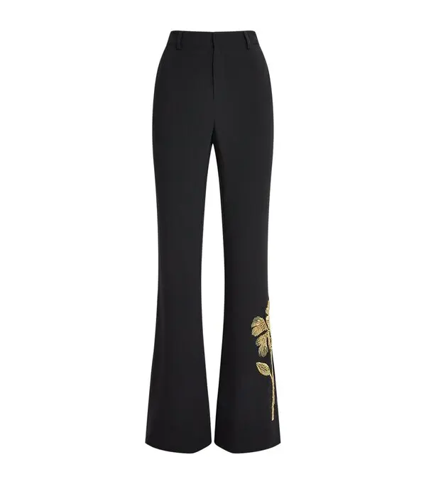 Cinq À Sept Beaded Peony Jaxyn Flared Trousers