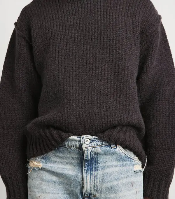 Our Legacy Merino Wool-alpaca Mock Roundneck Sweater
