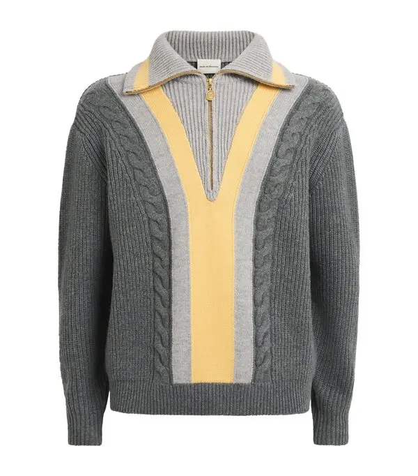 Drole De Monsieur Wool-cashmere Half-zip Trucker Sweater