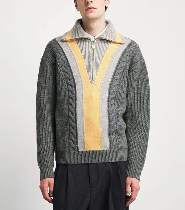 Drole De Monsieur Wool-cashmere Half-zip Trucker Sweater