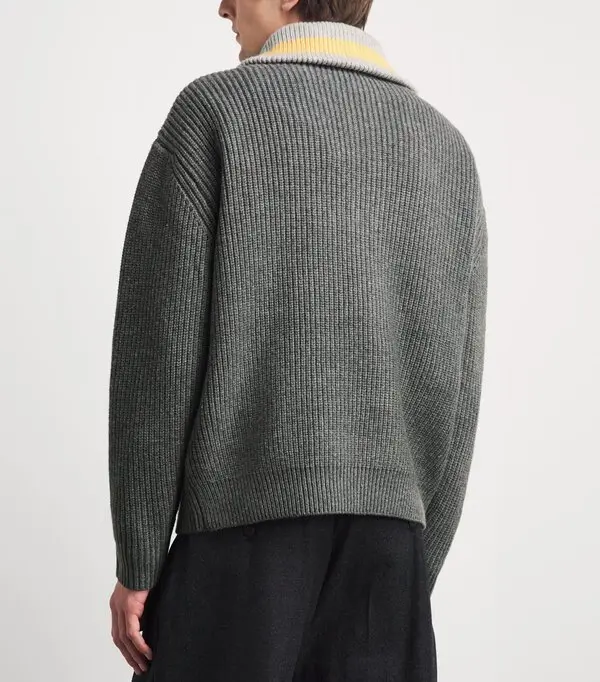 Drole De Monsieur Wool-cashmere Half-zip Trucker Sweater