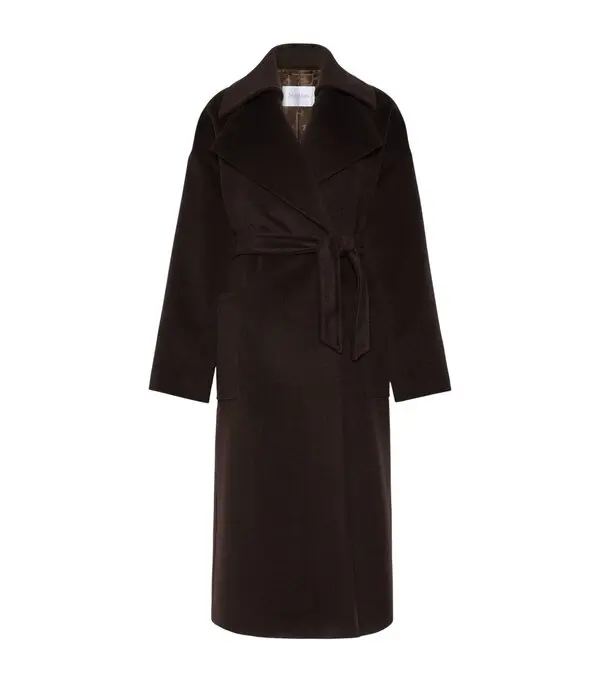 Max Mara Virgin Wool-alpaca-cashmere Wrap Coat - Brown