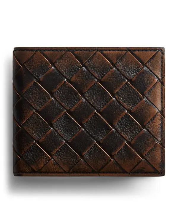 Bottega Veneta Leather Intrecciato Bifold Wallet - Silver