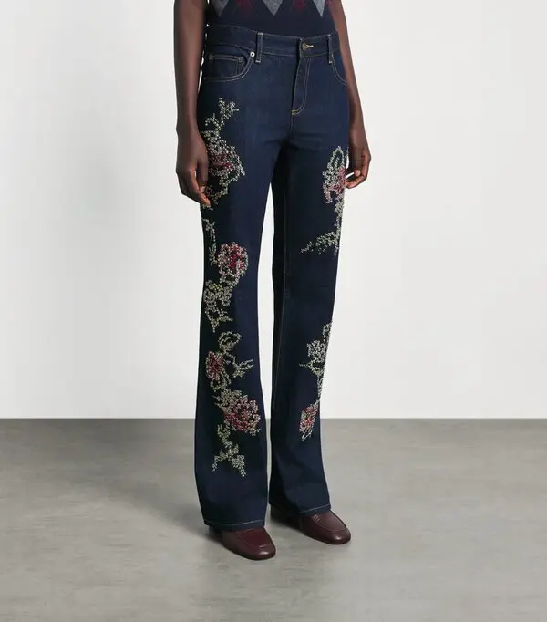 Tory Burch Embellished Bootcut Jeans