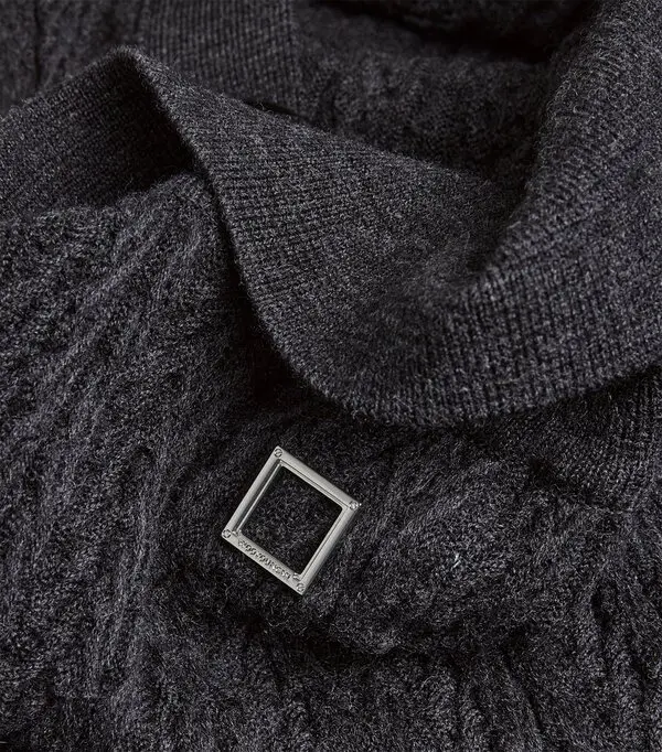 WOOYOUNGMI Melange Wool Cable-knit Polo Sweater