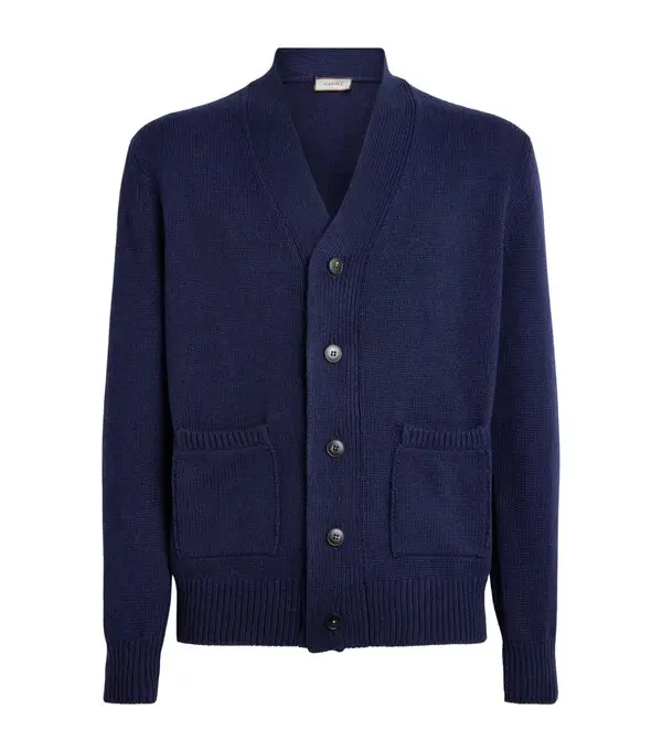 Canali Alpaca-blend V-neck Cardigan - Blue
