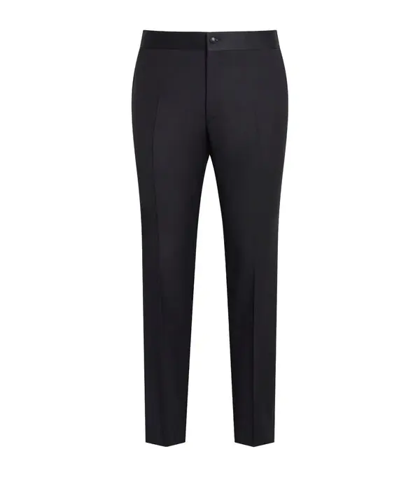 Canali Wool Tuxedo Trousers - Black