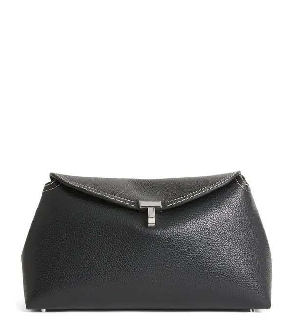 TOTEME Grained Leather T-lock Clutch Bag