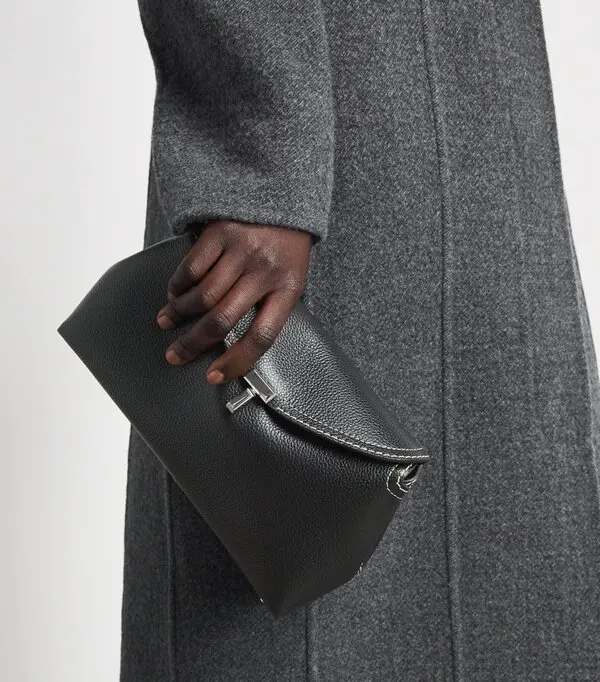 TOTEME Grained Leather T-lock Clutch Bag