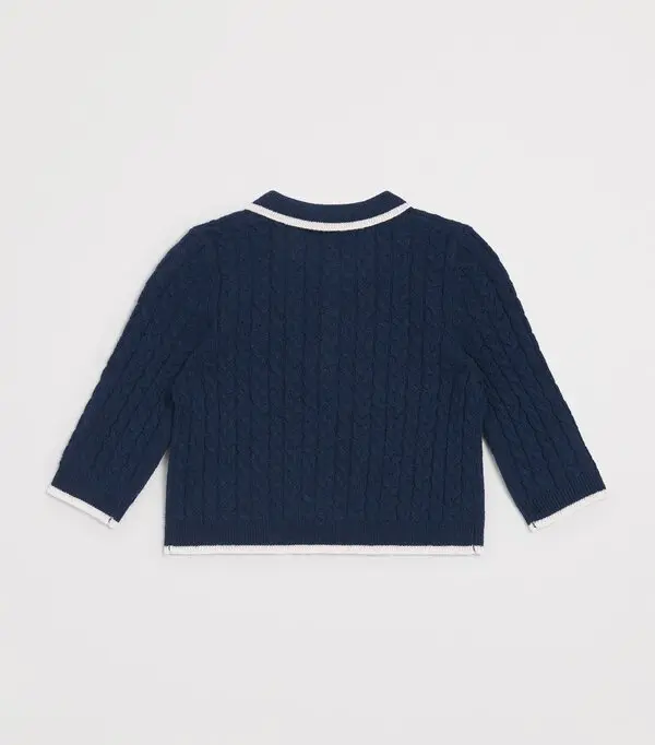 TARTINE ET CHOCOLAT Wool Cable-knit Polo Sweater