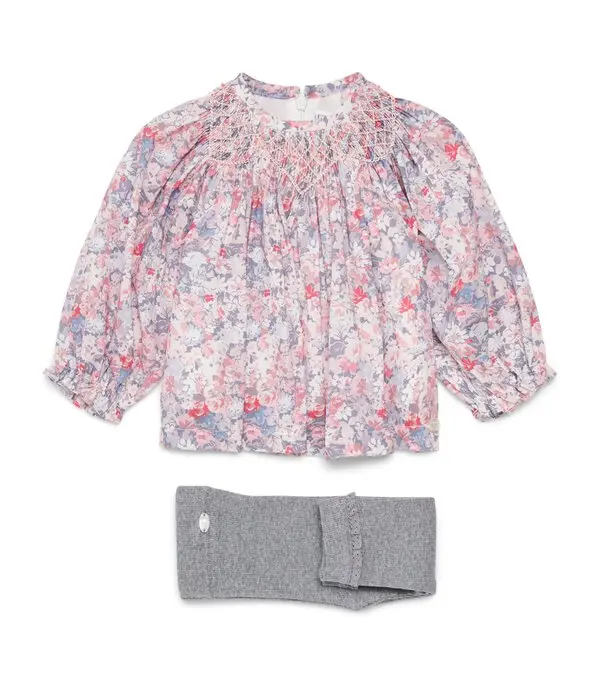 TARTINE ET CHOCOLAT Floral Blouse And Knitted Leggings Set