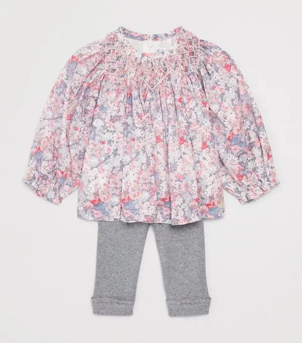TARTINE ET CHOCOLAT Floral Blouse And Knitted Leggings Set