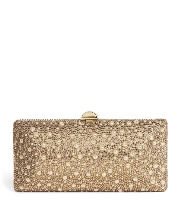 Rodo Satin Embellished Tube Clutch Bag