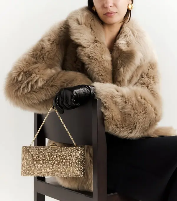 Rodo Satin Embellished Tube Clutch Bag