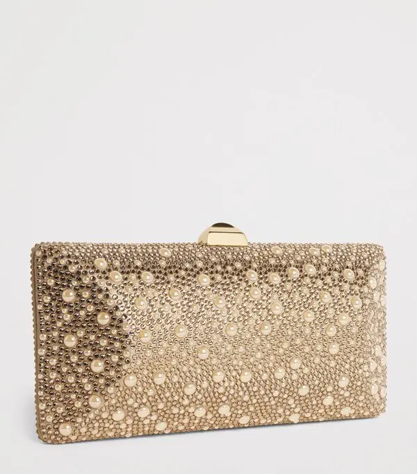 Rodo Satin Embellished Tube Clutch Bag