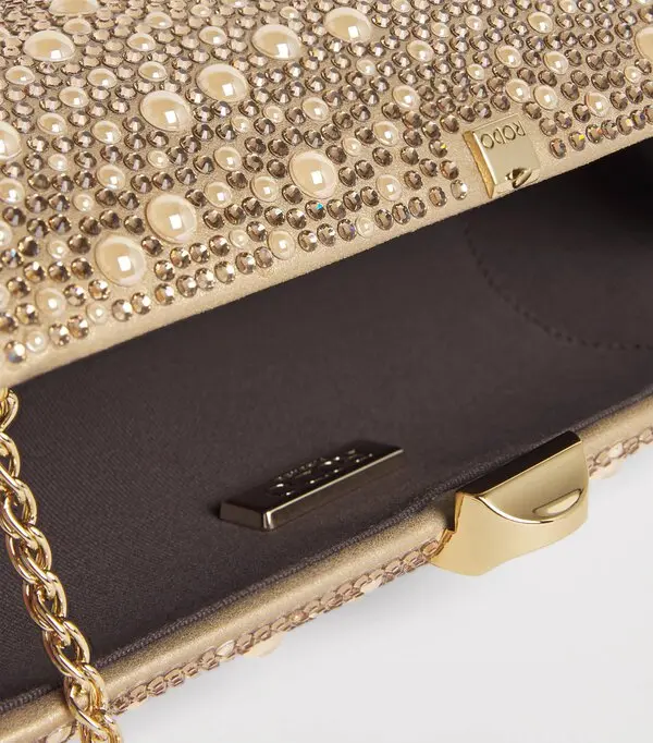 Rodo Satin Embellished Tube Clutch Bag