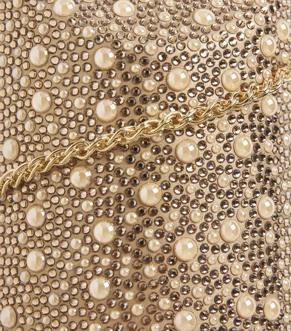 Rodo Satin Embellished Tube Clutch Bag