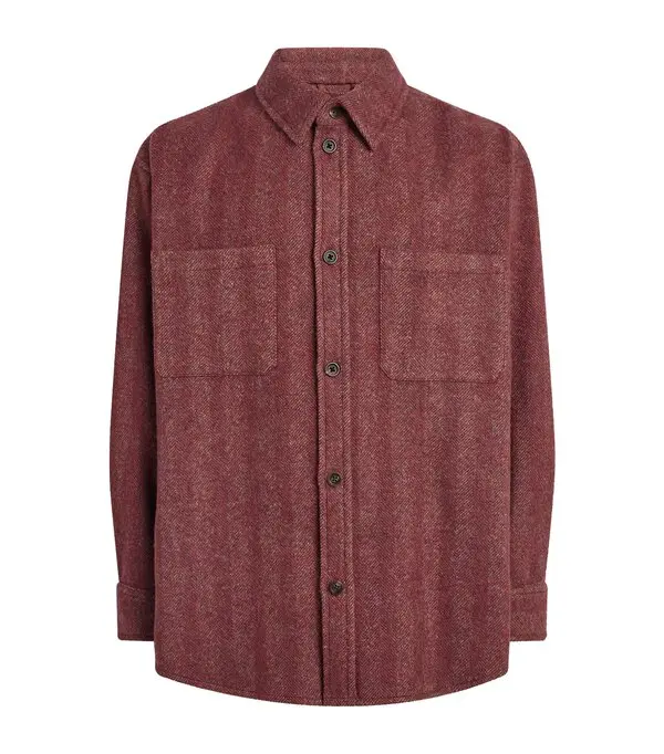 Johnstons Of Elgin Wool-cashmere Herringbone Atholl Overshirt