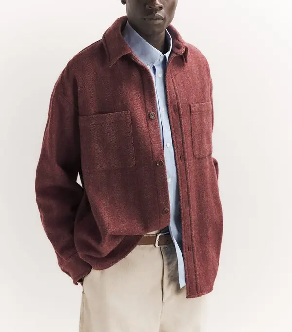 Johnstons Of Elgin Wool-cashmere Herringbone Atholl Overshirt