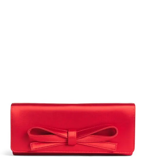 Carolina Herrera Satin Margaret Clutch Bag - Red