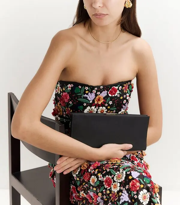 Carolina Herrera Silk Faille Pats Clutch Bag