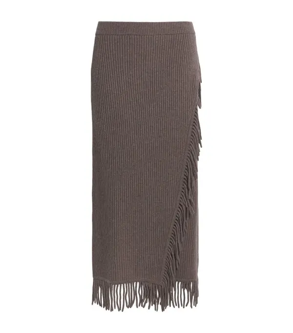 Simkhai Wool-cashmere Fringe Wrap Midi Skirt - Brown