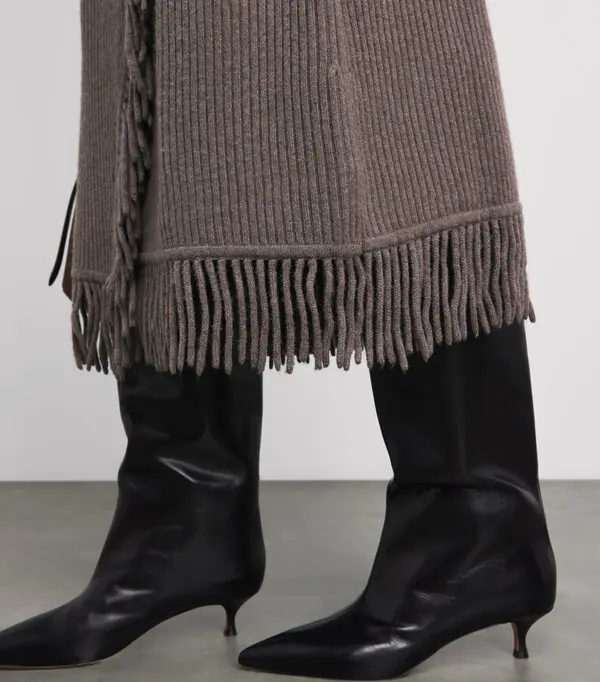 Simkhai Wool-cashmere Fringe Wrap Midi Skirt