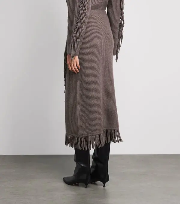 Simkhai Wool-cashmere Fringe Wrap Midi Skirt