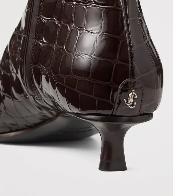 JIMMY CHOO Lory 35 Croc-embossed Leather Ankle Boots