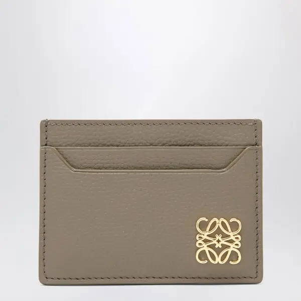 Loewe Anagram Leather Card Holder In Taupe - Brown