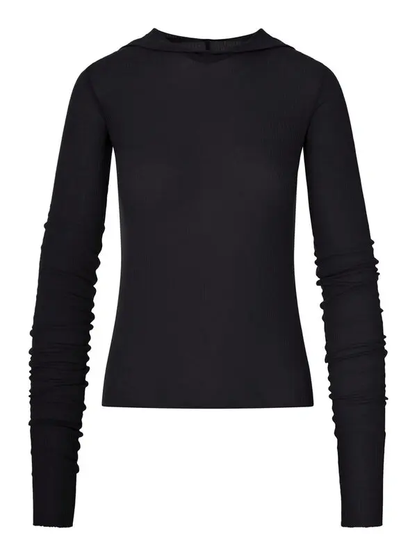 Rick Owens Ribbed Knit Hoodie - Black