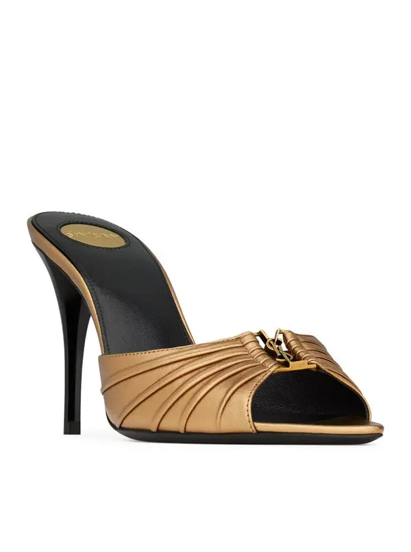 Saint Laurent Metallic Leather Babylone Mules