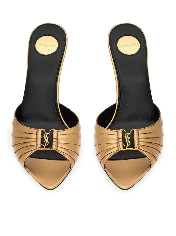 Saint Laurent Metallic Leather Babylone Mules