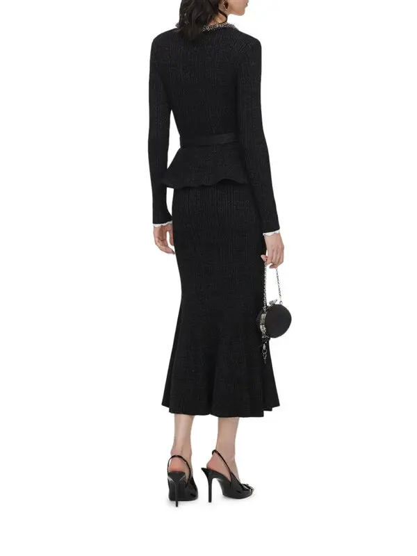 SELF-PORTRAIT Ribbed Knit Midi Dress With Lurex