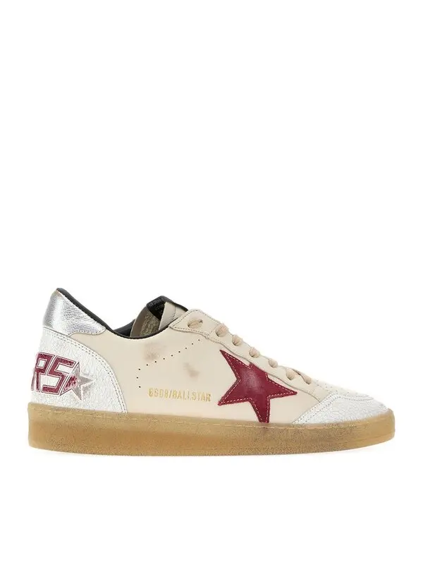 GOLDEN GOOSE Ball-star Leather Sneakers With Craquelé Inserts