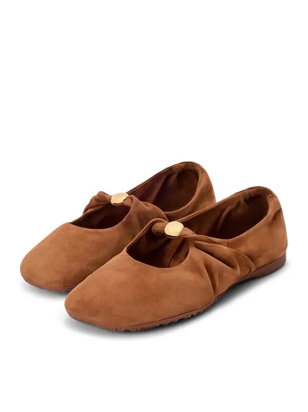 Loewe Pebble Soft Ballet Flats In Suede Goatskin