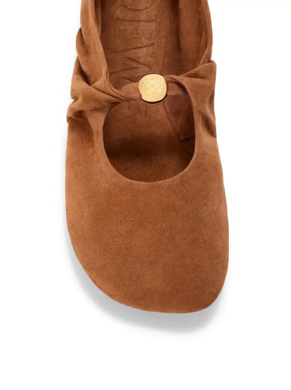 Loewe Pebble Soft Ballet Flats In Suede Goatskin