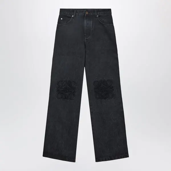 Loewe Anagram Wide-leg Cotton Jeans - Black