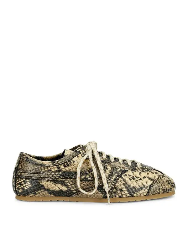 Dries Van Noten 70s-style Snakeskin-effect Leather Sneakers - Cream