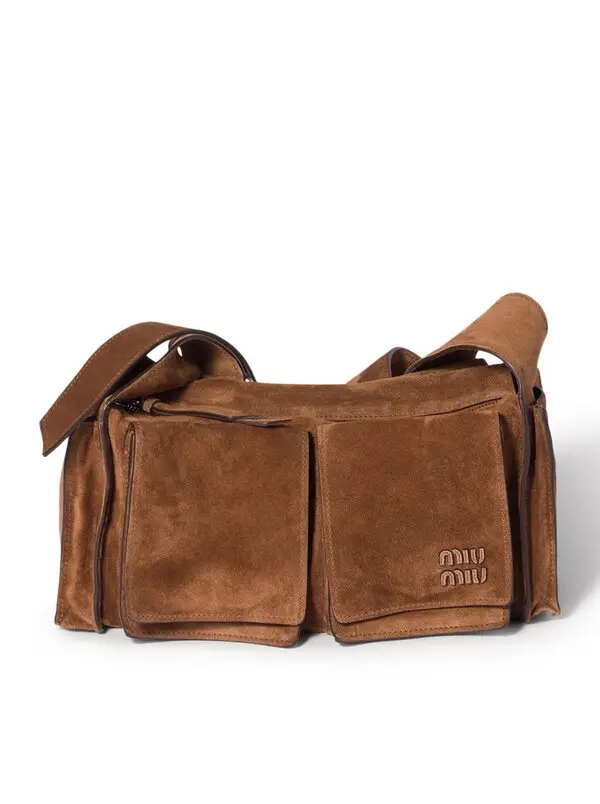 Miu Miu Utilitaire Shoulder Bag In Suede Leather