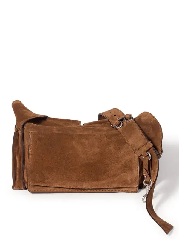 Miu Miu Utilitaire Shoulder Bag In Suede Leather