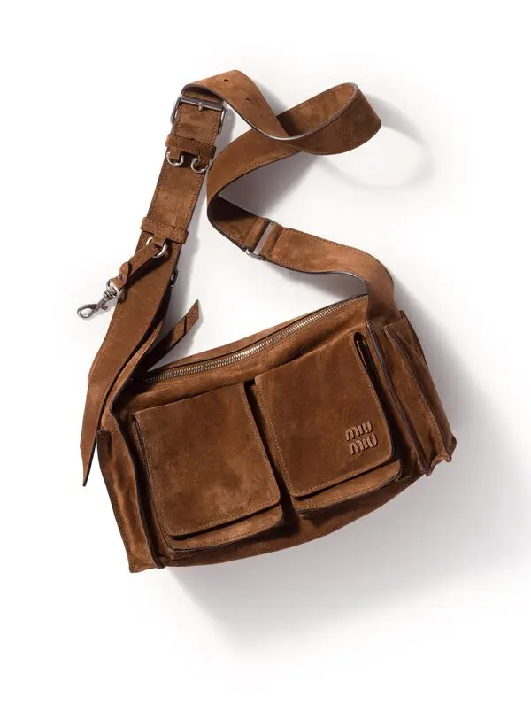 Miu Miu Utilitaire Shoulder Bag In Suede Leather