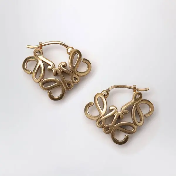 Loewe Anagram Bombe Gold Brass Hoop Earrings - Silver