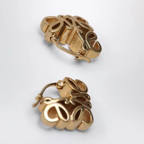Loewe Anagram Bombe Gold Brass Hoop Earrings - Silver