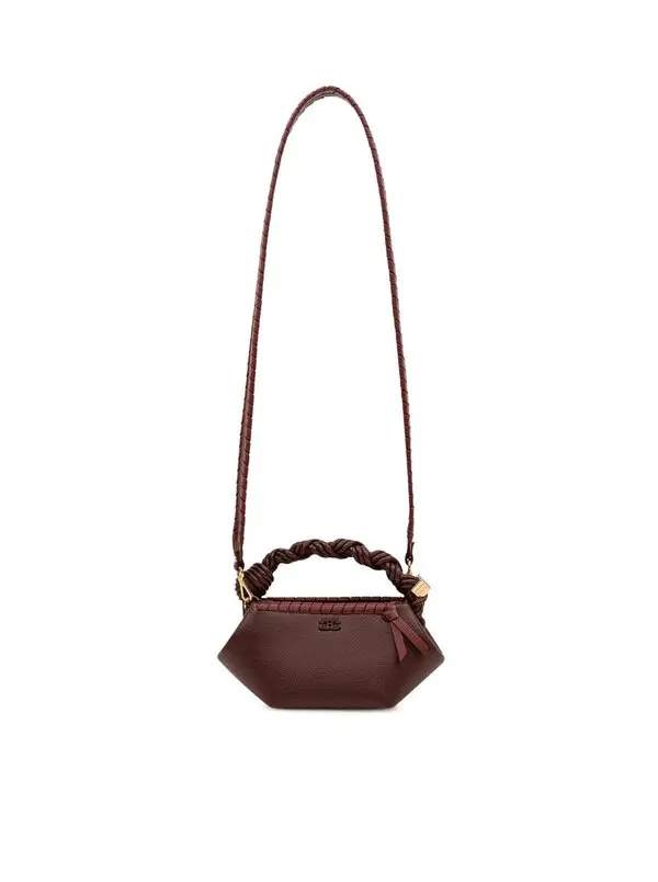 GANNI Bou Mini Tressé Shoulder Bag In Hammered Leather