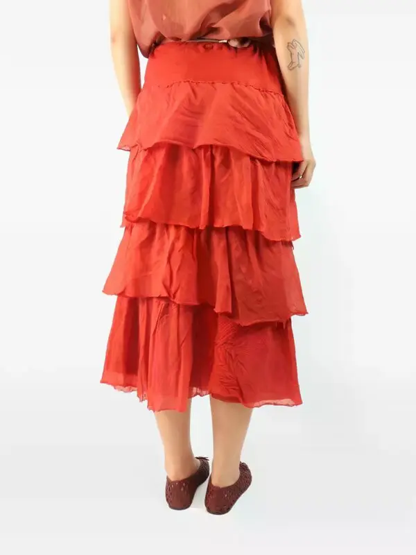 DOSA Tiered Drawstring Midi Skirt