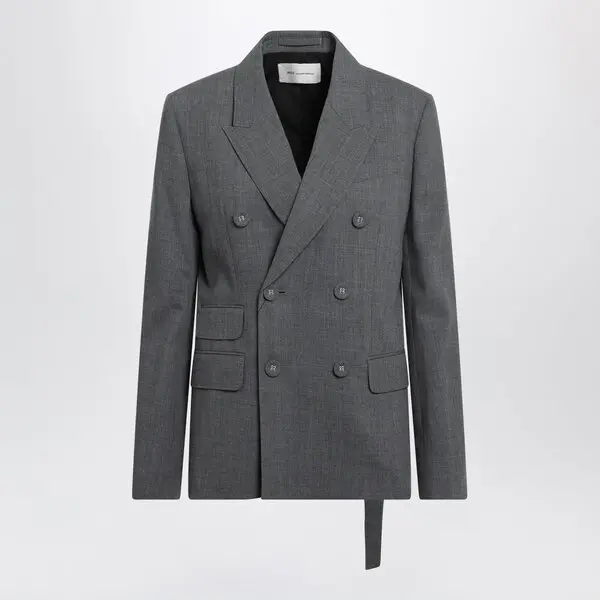 AMI Paris Grey Double-breasted Blazer In Virgin Wool