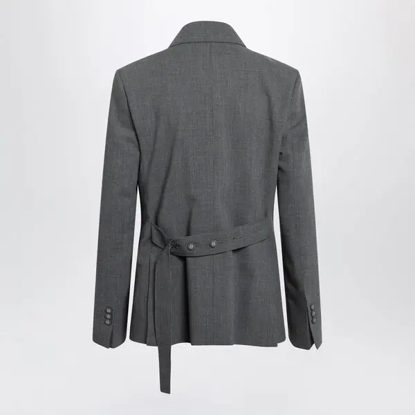 AMI Paris Grey Double-breasted Blazer In Virgin Wool